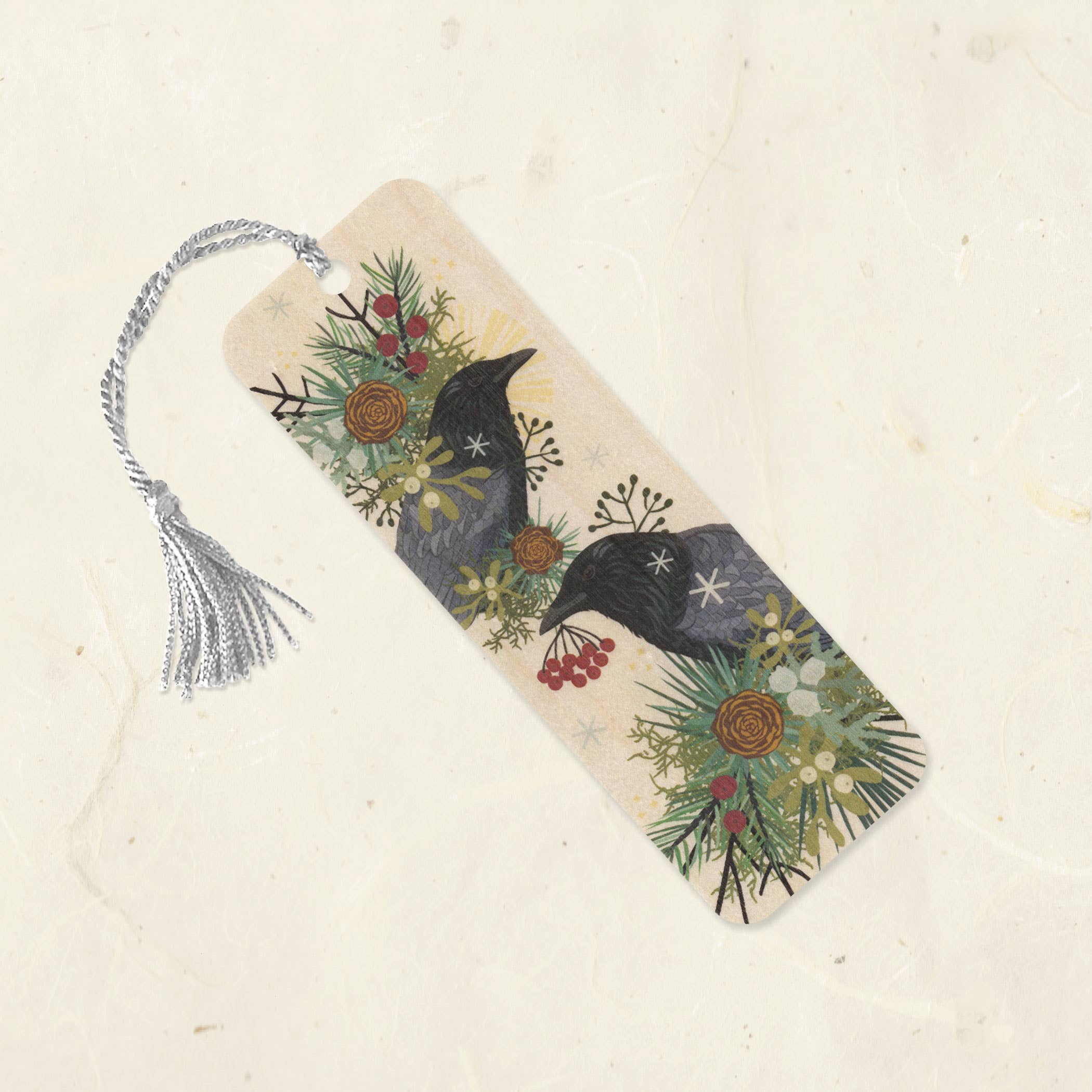 Winter Crow Wood Bookmark with Tassel – Allport Editions