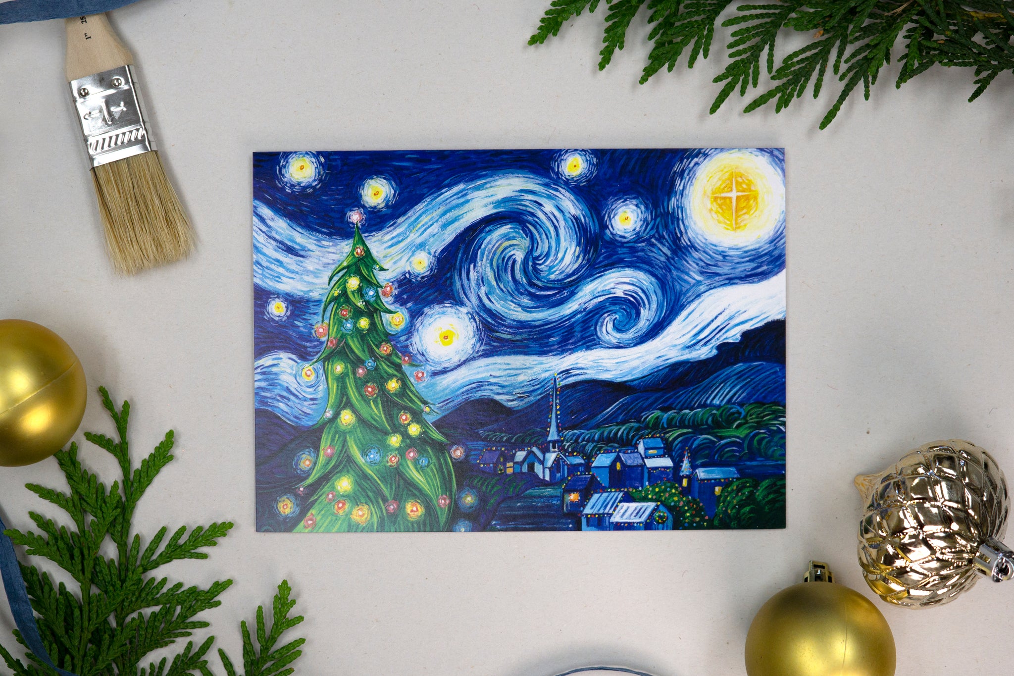 Silent Night, Starry Night Holiday Card – Allport Editions