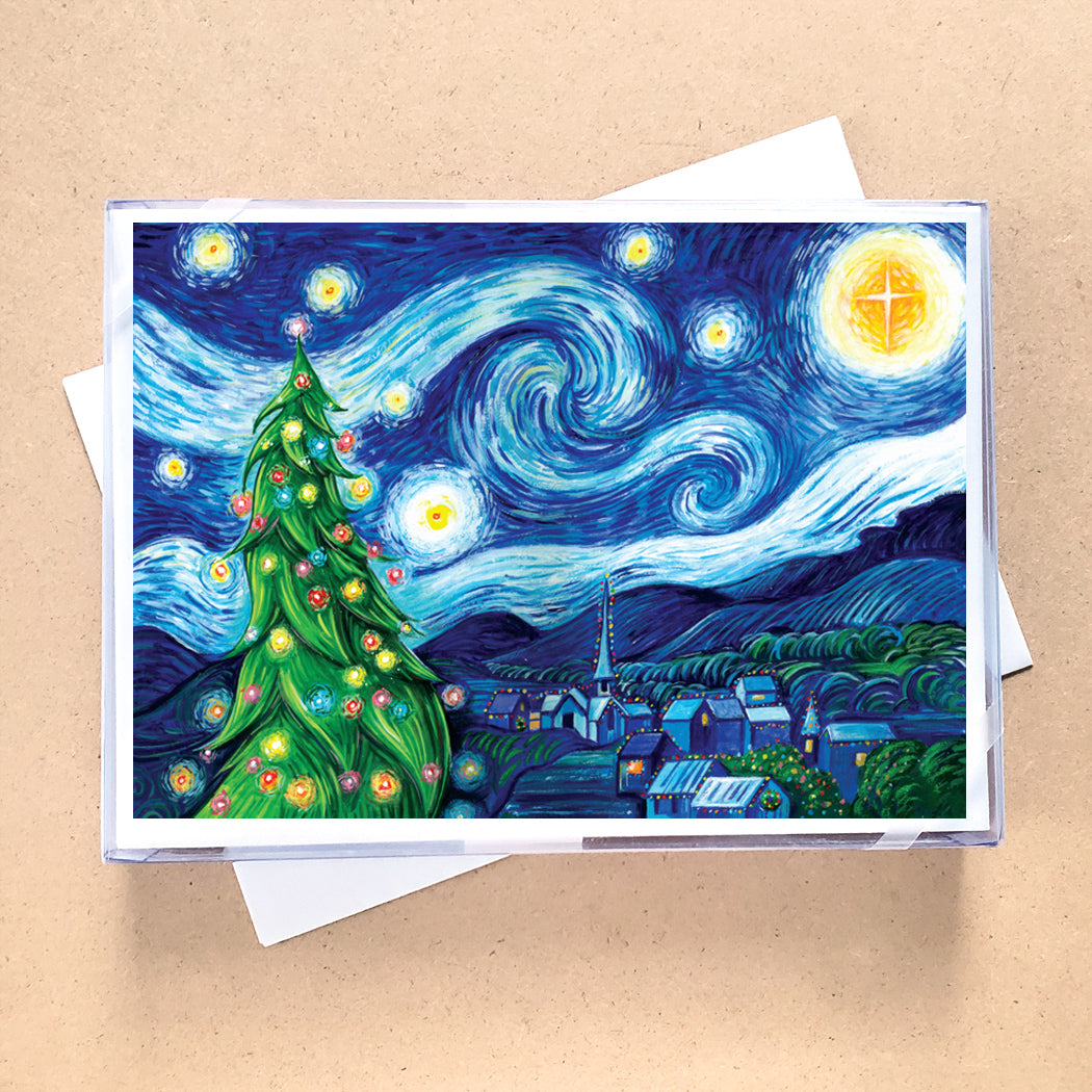 Silent Night, Starry Night Holiday Card – Allport Editions