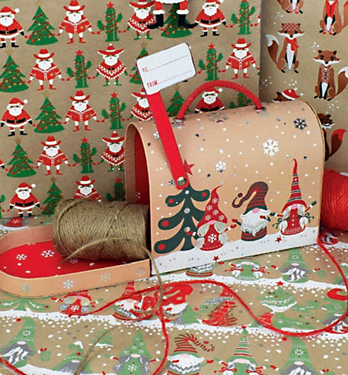 Holiday Gnomes Luxury Gift Wrap, 2 Rolls/4 Sheets – Allport Editions
