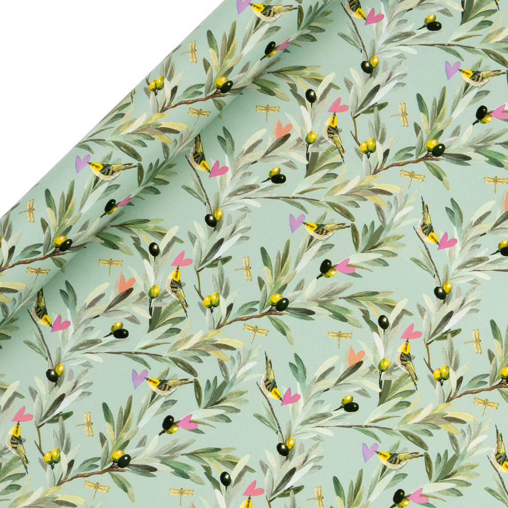 Olives & Birds Jumbo Roll Wrapping Paper, 2 Rolls – Allport Editions