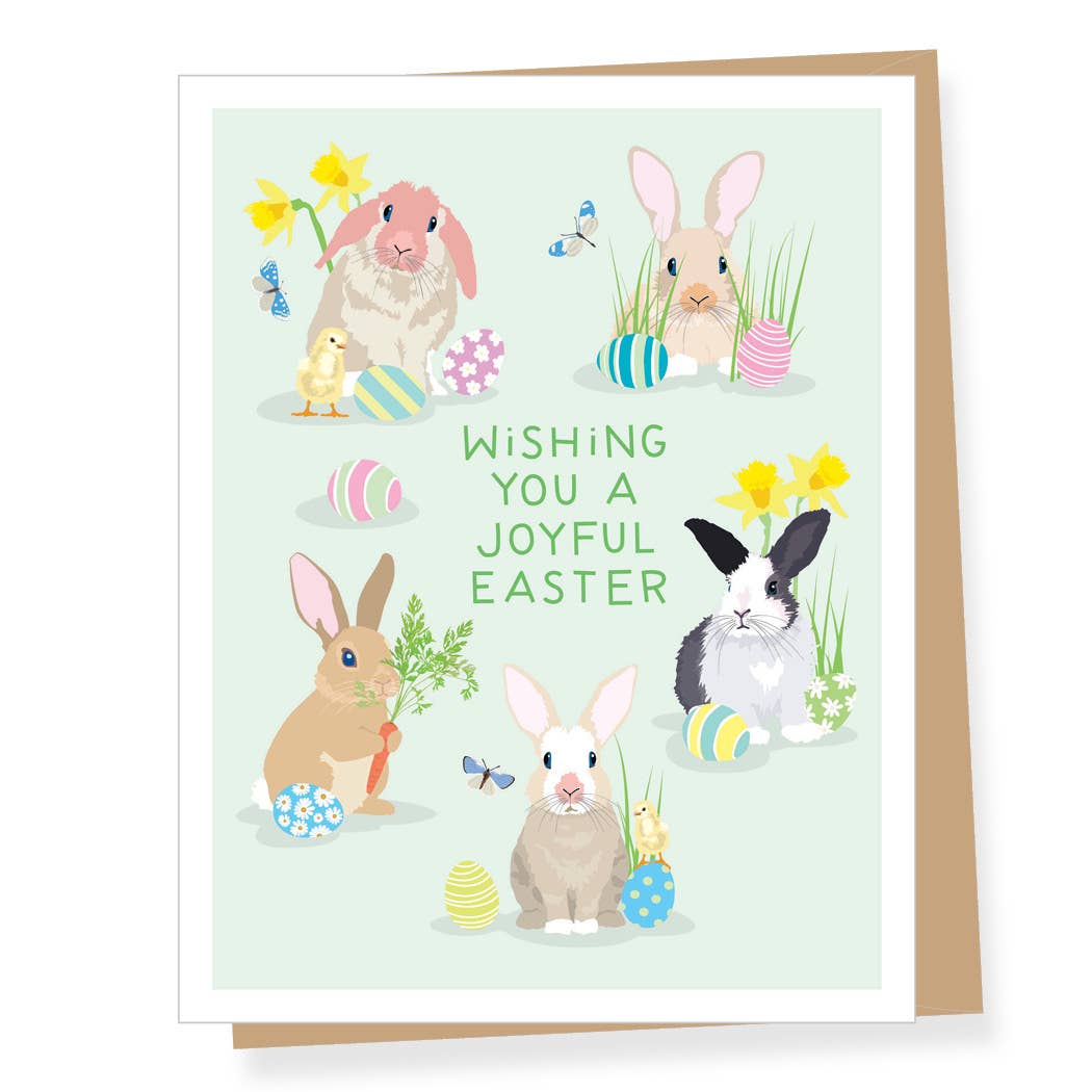 Spring Bunnies & Eggs Easter Card – Allport Editions